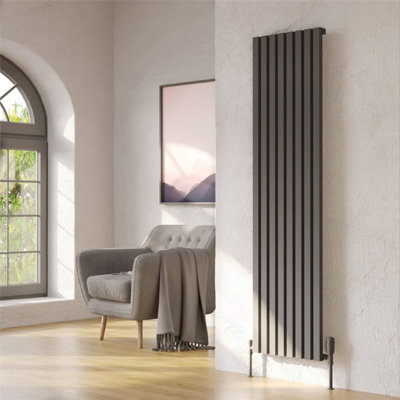 1775mm (H) x 286mm (W) - Grey Single Panel Vertical Aluminium Radiator ...