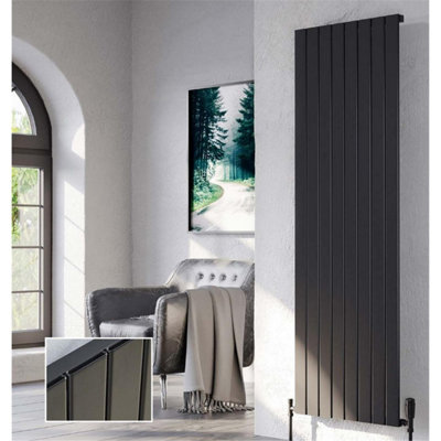1775mm (H) x 366mm (W) - Black Vertical Double Panel Vertical Aluminium ...