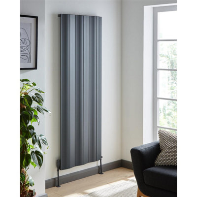 1775mm (H) x 412mm (W) - Grey Double Panel Vertical Aluminium Radiator ...