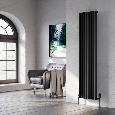 1775mm (H) x 490mm (W) - Black Vertical Aluminum Radiator (Oslo) - (1 ...