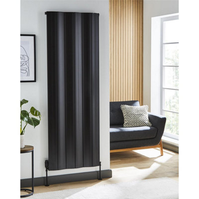 1775mm (H) x 620mm (W) - Black Double Panel Vertical Aluminium Radiator ...