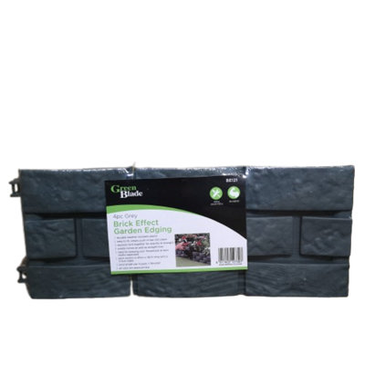 17cm 4 Piece Grey Brick Effect Garden Edging Decorative Boarder | DIY ...