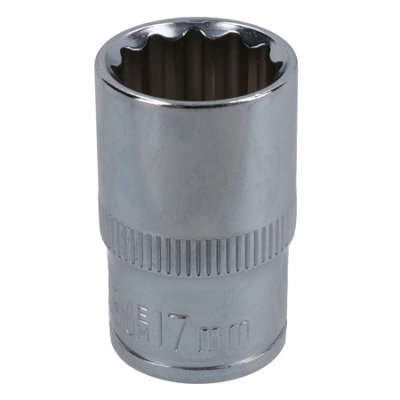 17mm 1/2in Drive Shallow Metric MM Socket 12 Sided Bi-Hex Knurled Ring ...