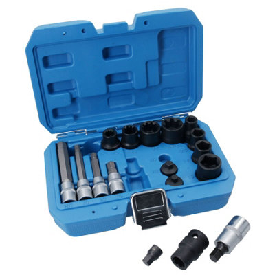 17pc Brake Caliper Socket and Bit Master Set Hex Pentagon Brake Pad ...