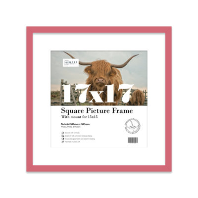 17x17" Pink Picture Frame - 17x17" Square Frame with 15x15" Mount for ...