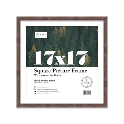 17x17" Walnut Picture Frame - 17x17" Square Frame with 16x16" Mount for ...