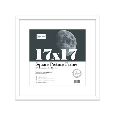 17x17" White Picture Frame - 17x17" Square Frame with 15x15" Mount for ...