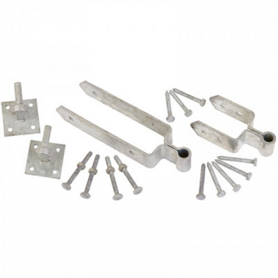 18" 450mm Double Strap Farm Gate Hinge Hook Plates Set GALV Heavy Duty