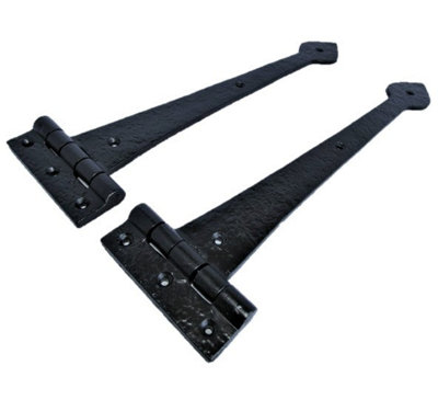 18" Black Tudor Spear Heavy Cast Iron Door Gate Tee Hinges PAIR