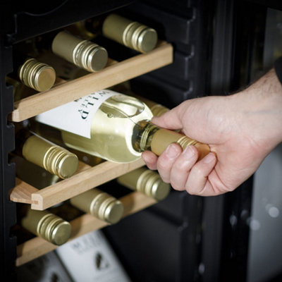 18 Bottle Dual Zone Freestanding Wine Cooler Fridge - LED Backlit BLACK ...