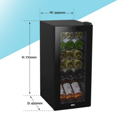 18 Bottle Freestanding Wine Cooler Fridge LED Backlit Metal Shelf BLACK ...