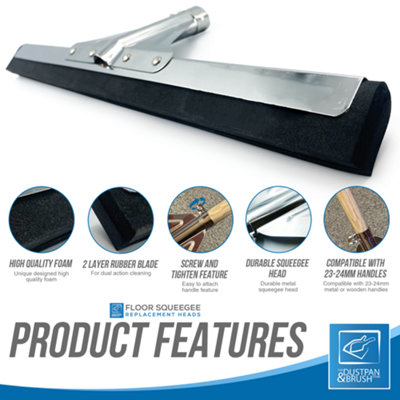 18" Floor Squeegee Stainless Steel with Wooden Handle