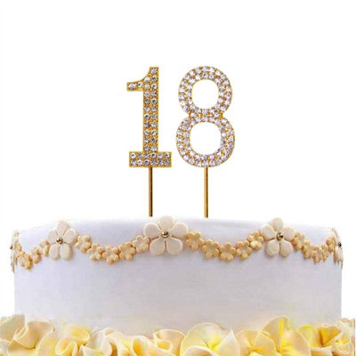 18 Gold Diamond Sparkley Cake Topper Number Year For Birthday ...