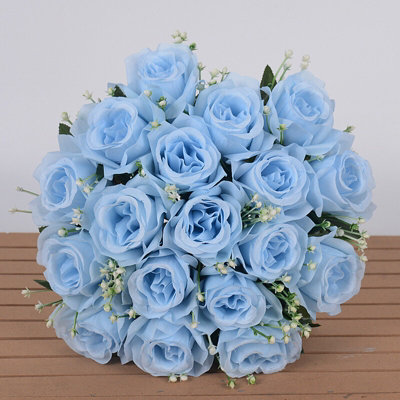 18 Heads Silk Rose Artificial Flowers Fake Bouquet Wedding Home Party ...