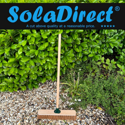 18-Inch Wide Coco Broom with Wooden Handle - Soft Bristle Indoor ...