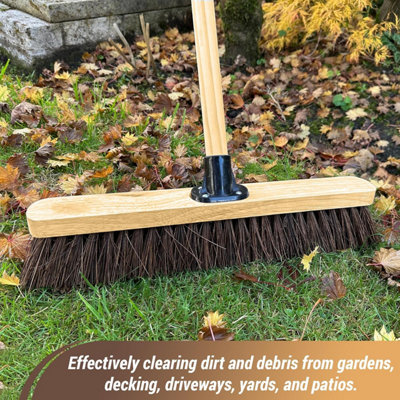 18'' Outdoor Broom Yard Brush with Stiff Natural Bassine Bristles The ...