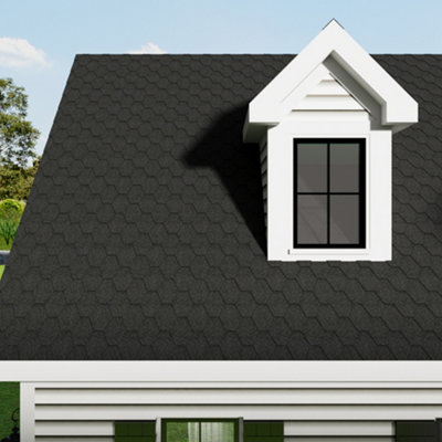 18 Pcs Hexagonal Bitumen Roofing Tiles, Black Asphalt Shingles for Shed ...