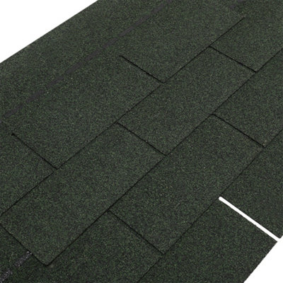 18-Piece Green Asphalt Roof Shingles, Bitumen Garden Shed Roofing Tiles
