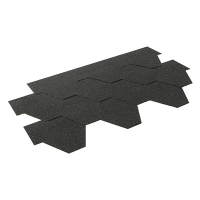 18-Piece Hexagonal Black Bitumen Roofing Shingles, Asphalt Tiles for Sheds
