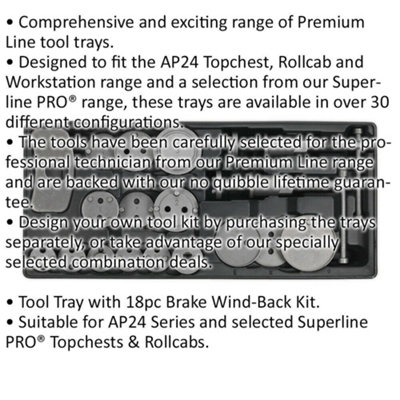 18 Piece Premium Brake Wind-Back Kit with Modular Tool Tray for ...