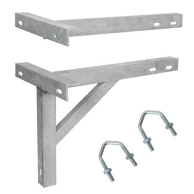 18" T & K Wall Mounting Galvanized Bracket & V Bolts Aerial Mast Pole ...