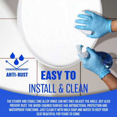 18" White Wooden Universal Bathroom Wc Toilet Seat Inch Easy Fit With ...