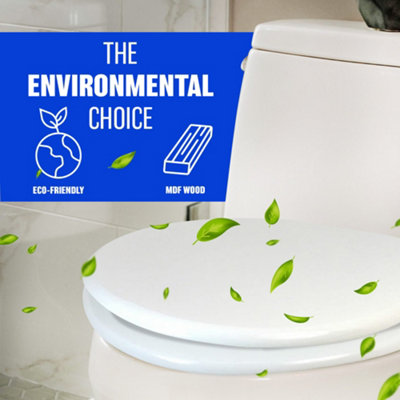 18 White Wooden Universal Bathroom Wc Toilet Seat Inch Easy Fit With Fittings Standard Oval Toilet