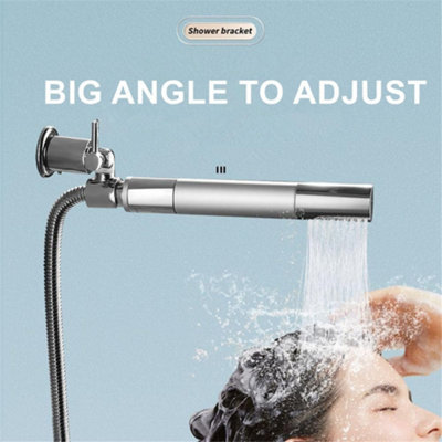 180 Adjustable Shower Rod Bracket with Handle, Wall Mounted, Handheld ...