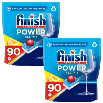 180 x Finish Powerball Supercharged All in 1 Max Lemon Dishwasher Tablets