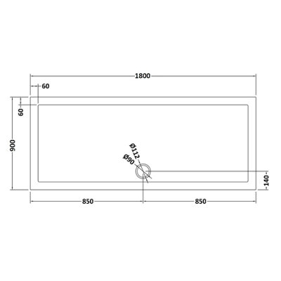1800 x 900mm Rectangular Stone Shower Enclosure Tray with Riser Kit ...