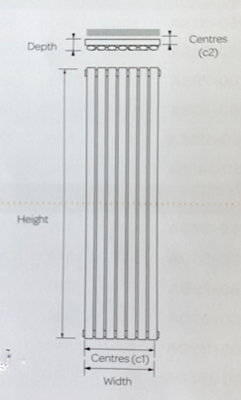1800mm (H) x 310mm (W) - Stainless Vertical Radiator (Paris) - DOUBLE ...