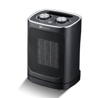 1800W Ceramic Tower Fan Heater with Automatic Oscillation Black