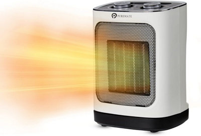 1800W Ceramic Tower Fan Heater with Automatic Oscillation White