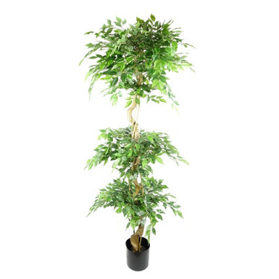180cm Artificial Ficus Tree Triple Ball Topiary 1984 Leaves | DIY at B&Q