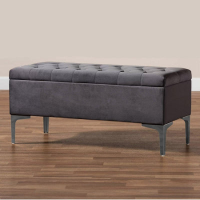 180cm Modena Ottoman bench with Storage and Triangle Metal Legs - Steel ...
