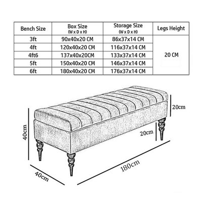 180cm Sierra Striped Naples Upholstered Ottoman Storage Bench with ...
