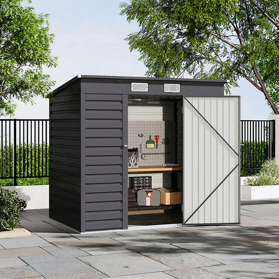 183.5cm H Outdoor Zinc Steel Metal Shed Garden Shed with Lockable Door