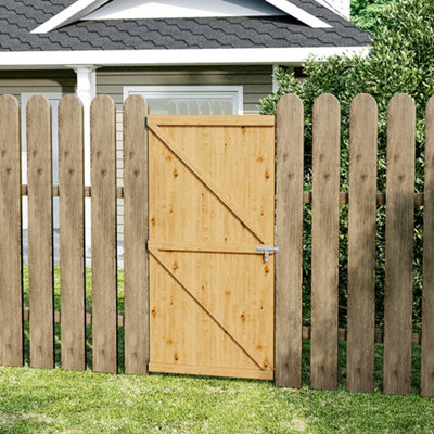 183 cm D x 91 cm W Pine Wood Single Garden Gate with Latch Easy ...
