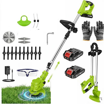 1880W Cordless Grass Trimmer with Telescopic Long Reach Lawn Edger, 2 ...