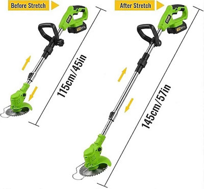 1880W Cordless Grass Trimmer with Telescopic Long Reach Lawn Edger, 2 ...