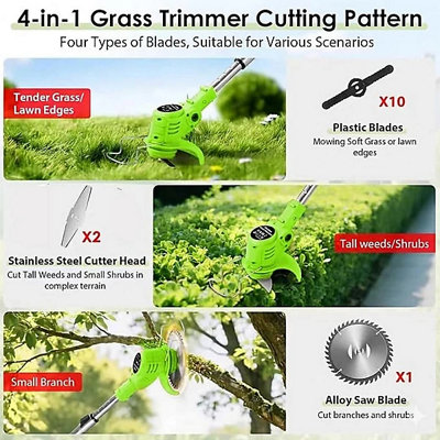 1880W Cordless Grass Trimmer with Telescopic Long Reach Lawn Edger, 2 ...
