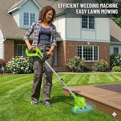 1880W Cordless Grass Trimmer with Telescopic Long Reach Lawn Edger, 2 ...