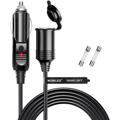18AWG Cigarette Lighter Extension Cord, Pure Copper Core Wire, 10A ...