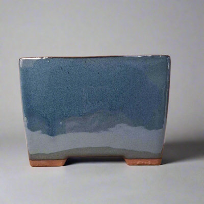 18cm Glazed Cascade Bonsai Pot - Square - 18cm x 18cm x 13cm - Blue