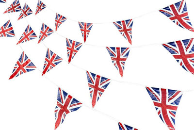 18m 60ft Union Jack Bunting Banner 40 Triangle Flags Sports Royal ...