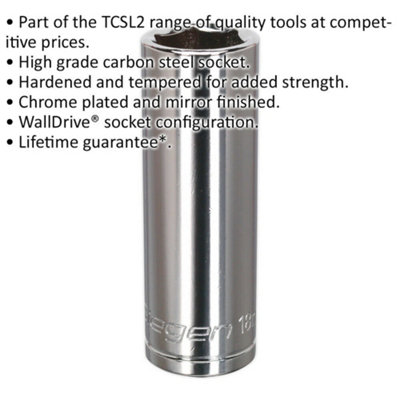 18mm Chrome Plated Deep Drive Socket - Durable 1/2 Inch Square Drive ...