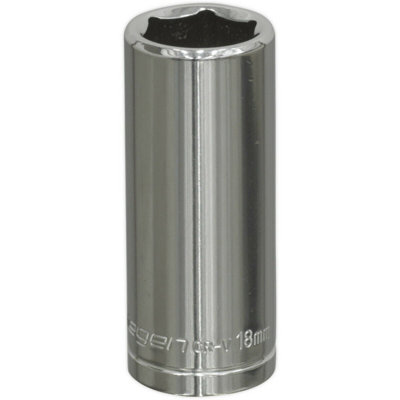 18mm Chrome Plated Deep Drive Socket - Durable 3/8" Square Drive Tool ...