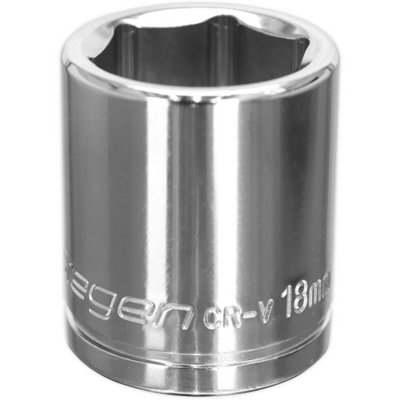18mm Chrome Plated Drive Socket for 3/8" Drives - Premium Carbon Steel Tool