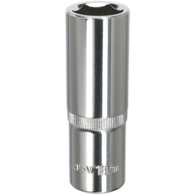 18mm Deep Drive Socket - Forged Steel Chrome Vanadium with 1/2 Inch ...