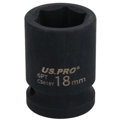 18mm Metric Shallow Impact Impacted European Style Socket 1/2" Drive 6 ...